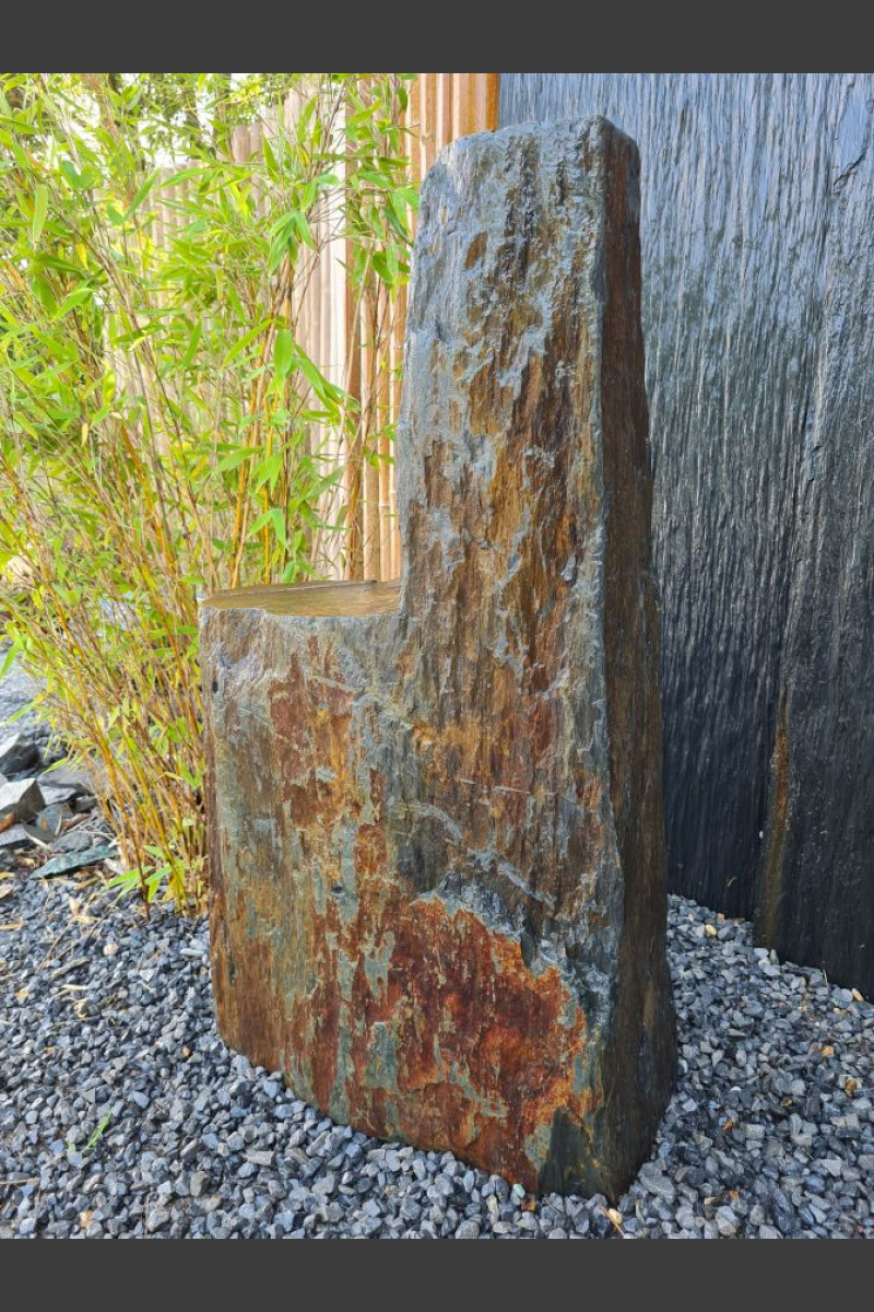 Monolith grau-brauner Schiefer Solitärstein - Monolithique