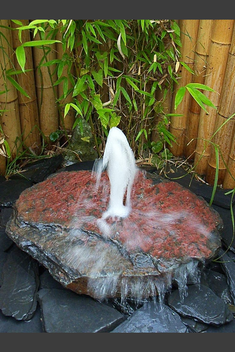 Fontaine jet d'eau moussant schiste 65cm - Fontaines Set complet ...