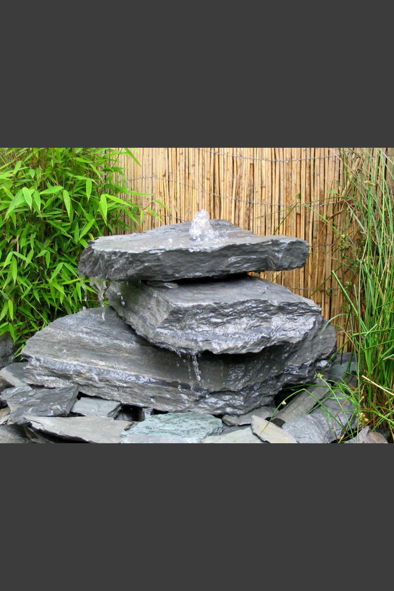 Cascade fontaine de jardin complet bleu-vert - Schiste - Fontaines ...