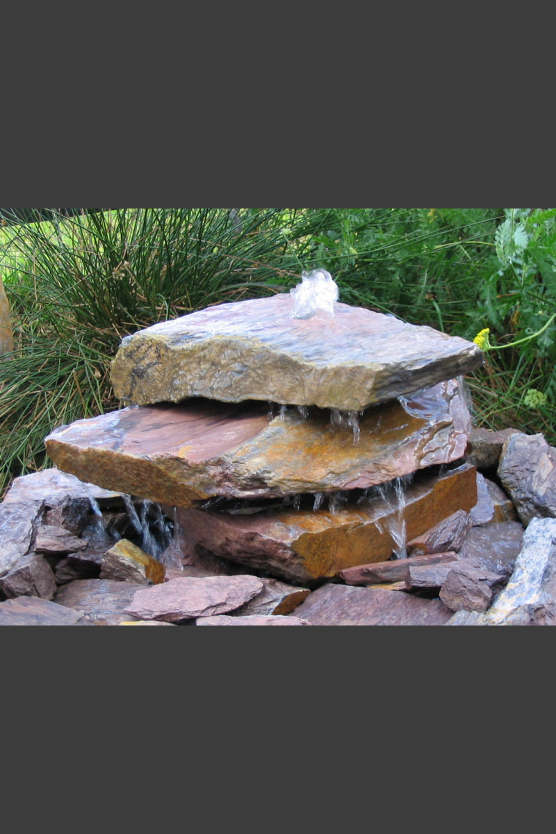 Cascade fontaine de jardin complet rouge 3 pièces - Schiste - Fontaines ...