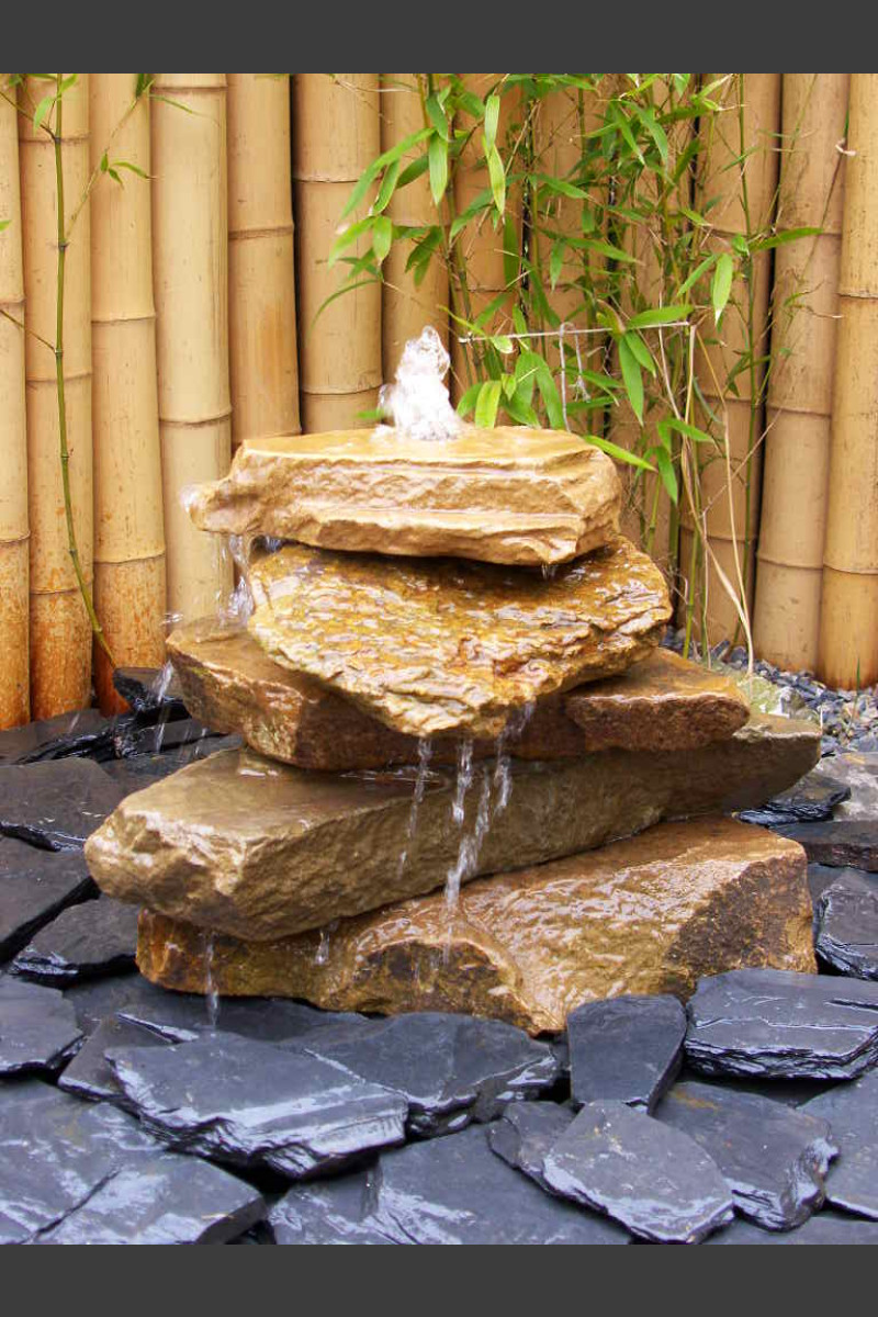 Cascade á fontaine de jardin grès beige 5 pièces - Cascades - Pierres à ...