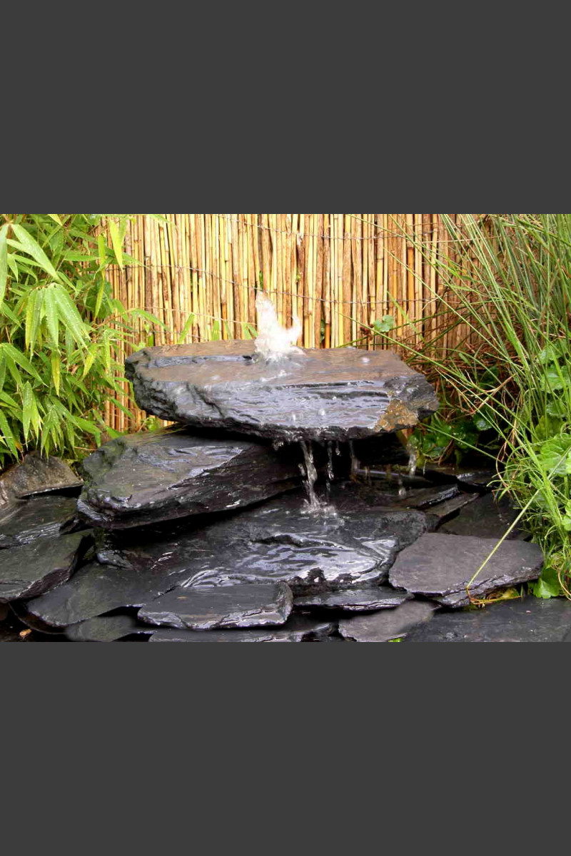 Cascade á fontaine de jardin gris-noir 3 pièces - Pierres à fontaines ...