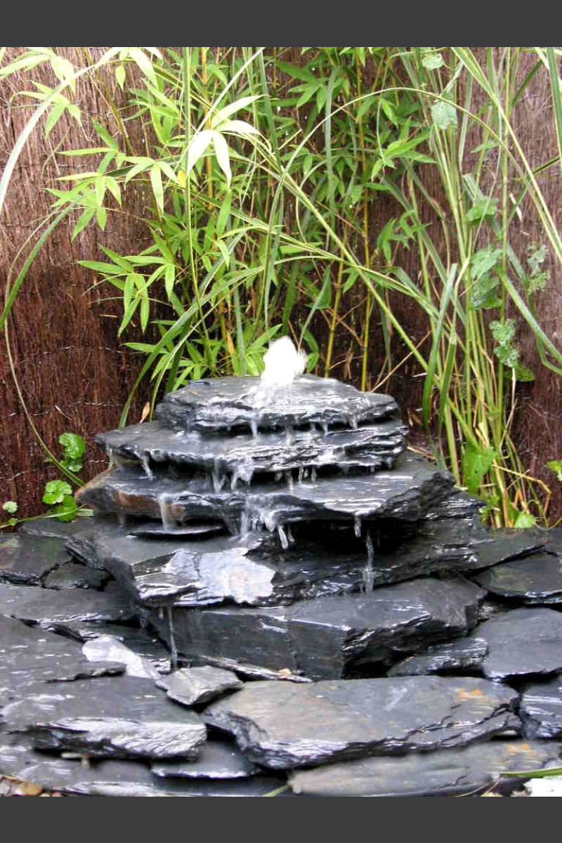 Cascade fontaine de jardin complet gris-noir 5 pièces - Fontaines ...