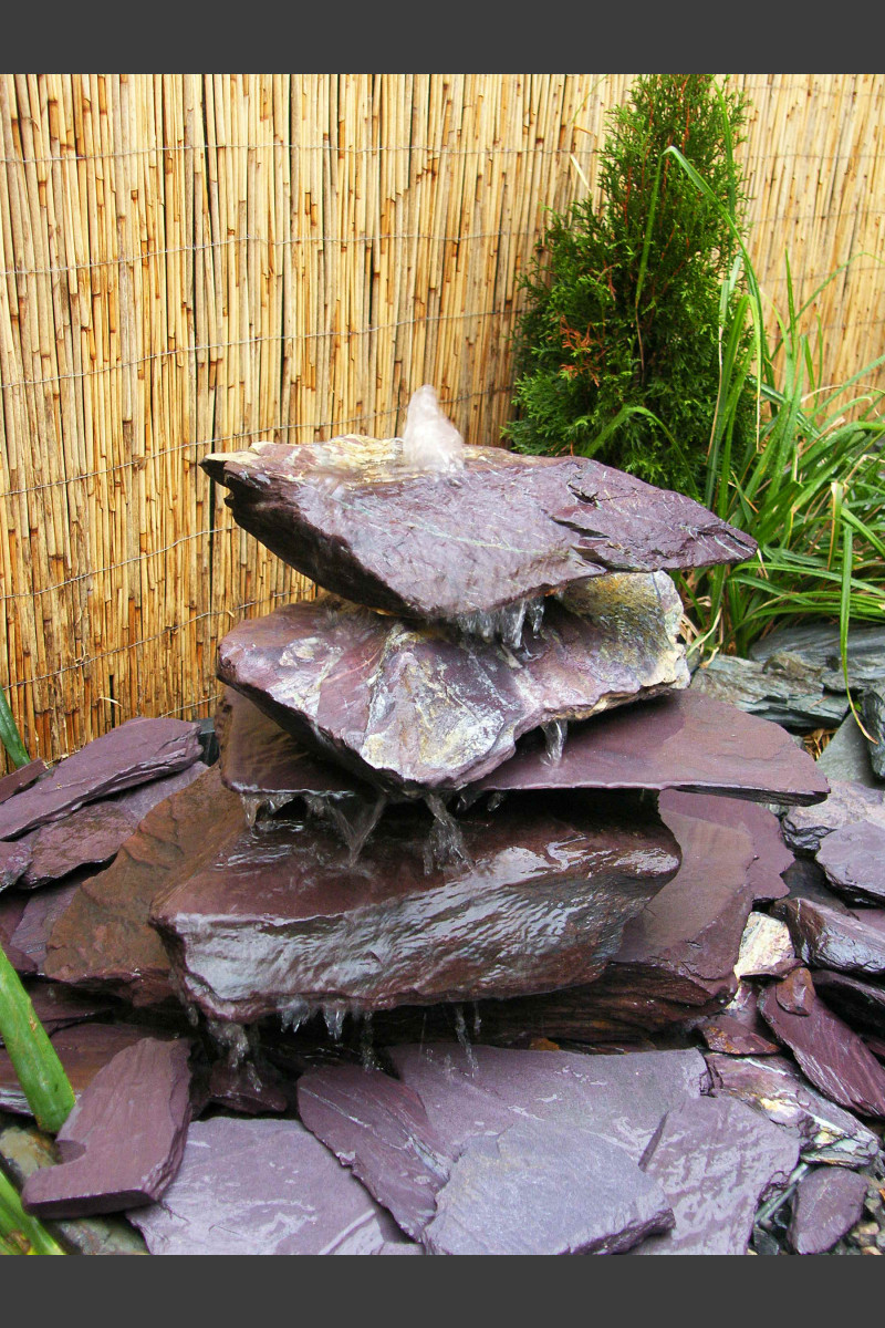 Cascade fontaine de jardin complet violet 5 pièces - Schiste ...