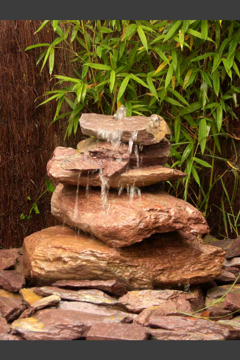 Cascade á fontaine de jardin rouge 5 pièces - Schiste - Cascades ...