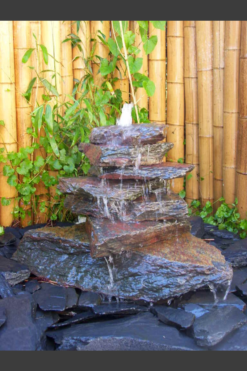 Cascade fontaine de jardin complet noir-rouge 7 pièces - Fontaines ...