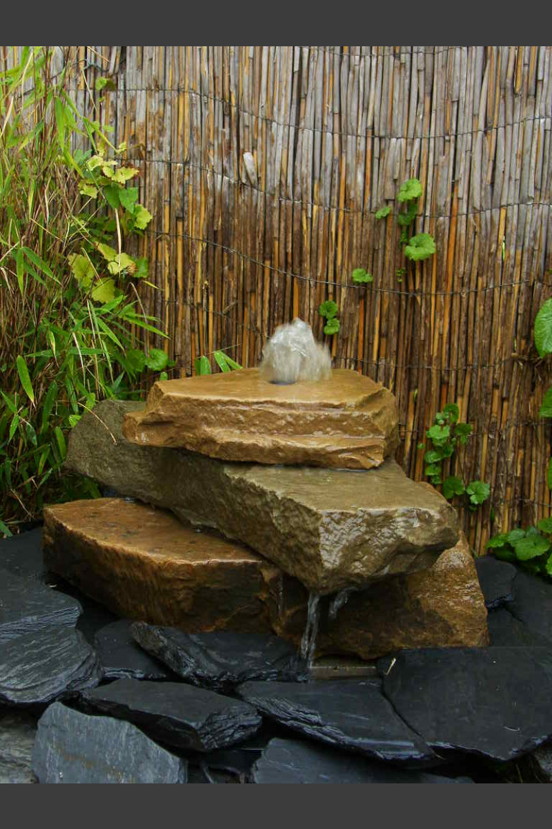 Cascade á fontaine de jardin grès beige 3 pièces - Cascades - Pierres à ...