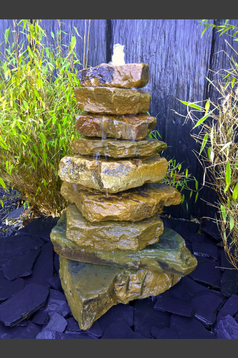 Cascade fontaine de jardin complet grès beige 85cm - Fontaines Cascades ...