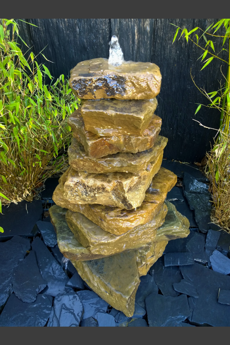 Cascade fontaine de jardin complet grès beige 85cm - Fontaines Cascades ...